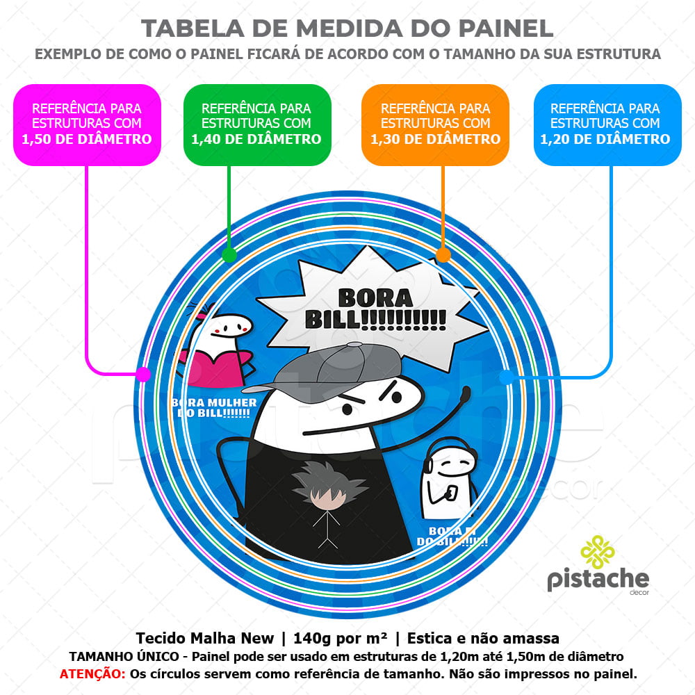 Painel Redondo Meme Bora Bil 3D Sublimado